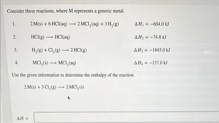 Solved Consider these reactions, where M represents a | Chegg.com