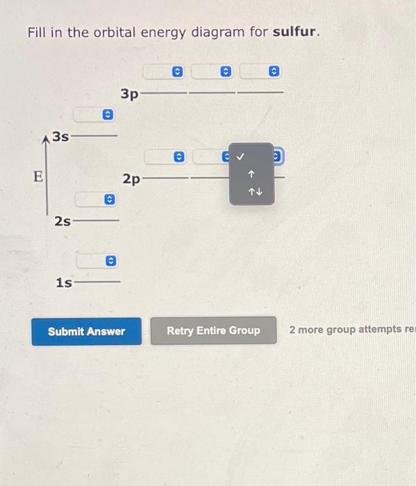 Solved Fill in the orbital energy diagram for sulfur. 2 more | Chegg.com