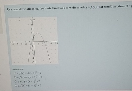 Solved Use transformations on the basic functions to write a | Chegg.com