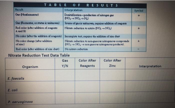 Solved Symbol + TABLE OF RESULTS Rank Interpretation Gus | Chegg.com