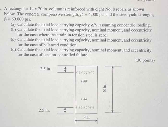 Solved A rectangular \\( 14 \\times 20 \\) in. column is | Chegg.com