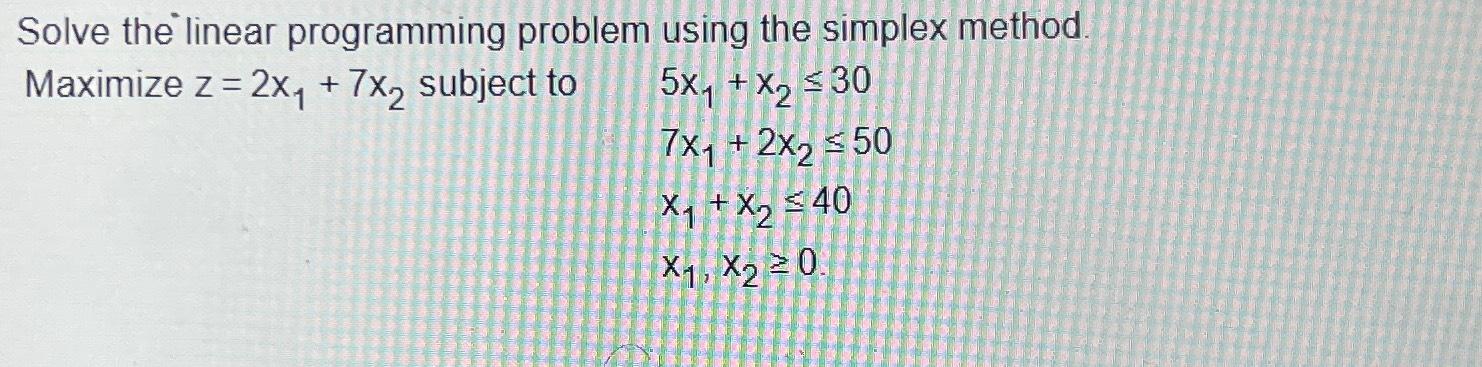Solved Solve the linear programming problem using the | Chegg.com