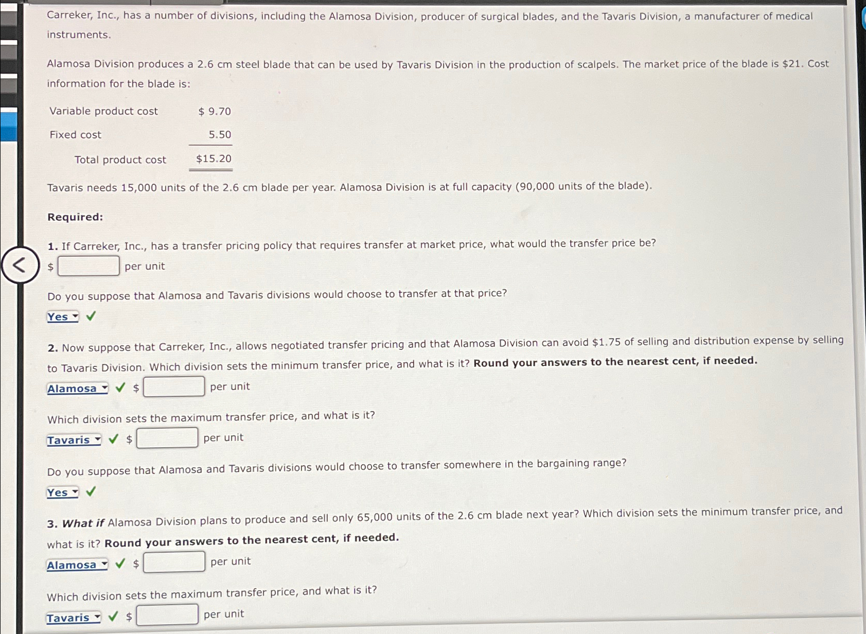 Solved Carreker, Inc., has a number of divisions, including | Chegg.com