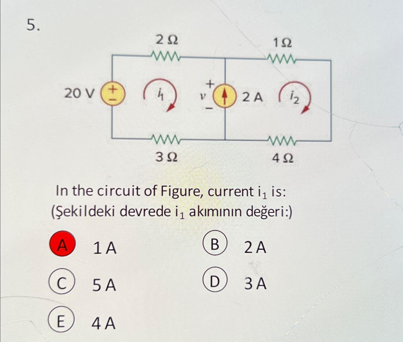 Solved • ﻿• ﻿In the circuit of Figure, current i1 ﻿is: | Chegg.com