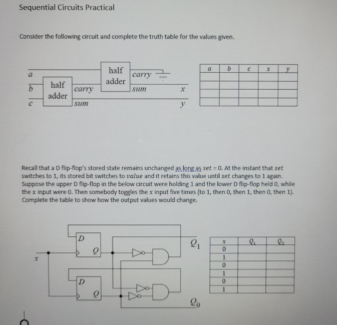 Solved Sequential Circuits Practical Consider the following | Chegg.com
