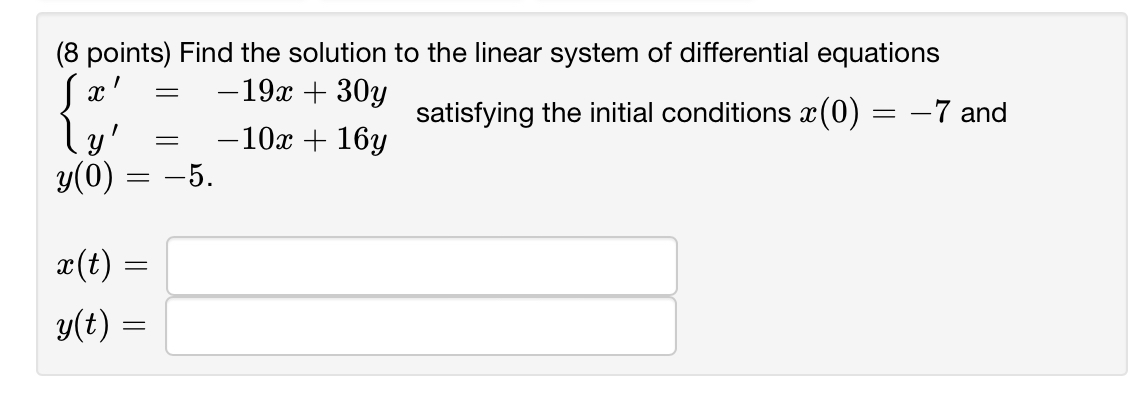 Solved (8 ﻿points) ﻿Find the solution to the linear system | Chegg.com