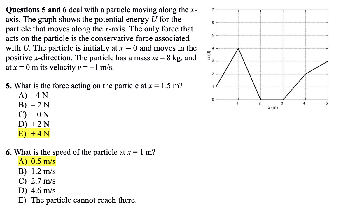 Solved Questions 5 ﻿and 6 ﻿deal with a particle moving along | Chegg.com