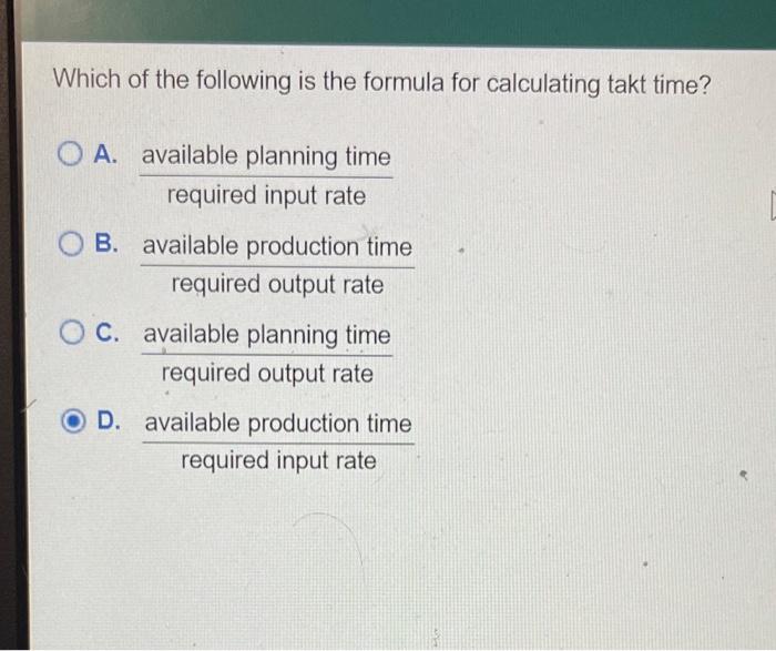 Solved Which of the following is the formula for calculating | Chegg.com