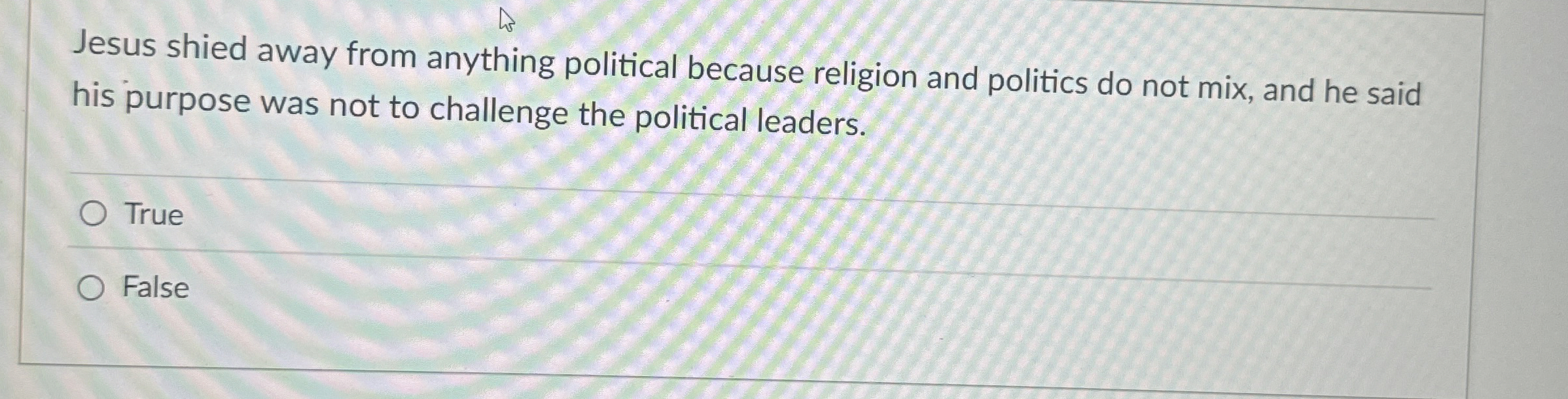 Solved Jesus shied away from anything political because | Chegg.com