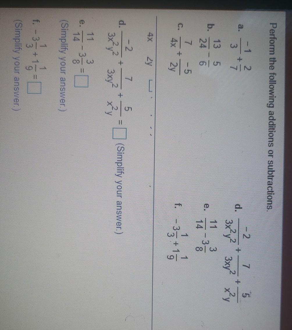 Solved Perform the following additions or subtractions. 7 5 | Chegg.com