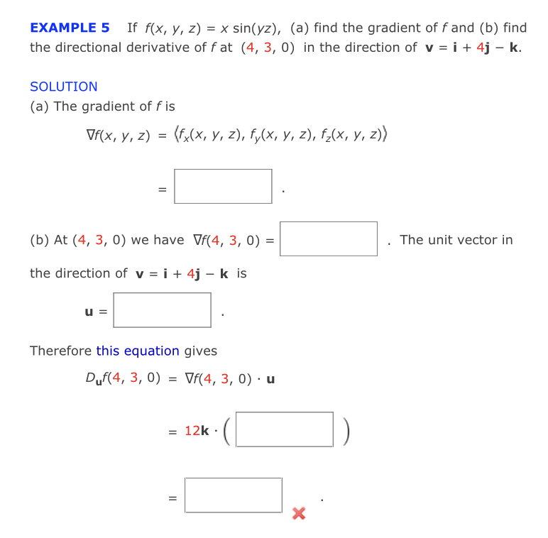 Solved EXAMPLE 5 ﻿If f(x,y,z)=xsin(yz), (a) ﻿find the | Chegg.com