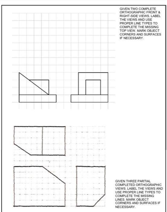 Solved GIVEN TWO COMPLETE ORTHOGRAPHIC FRONT & RIGHT-SIDE | Chegg.com
