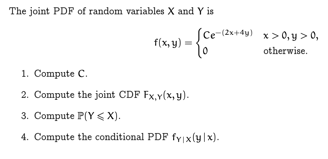 Solved The joint PDF of random variables x ﻿and Y | Chegg.com