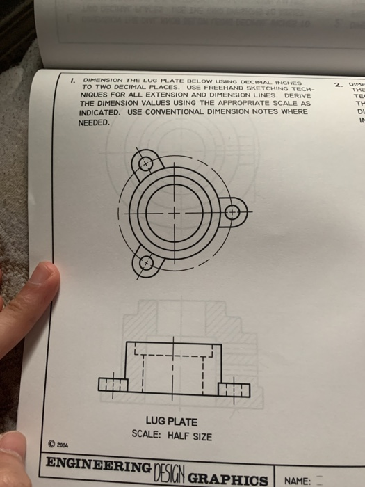 Solved 1. DIMENSION THE LUG PLATE BELOW USING DECIMAL INCHES | Chegg.com