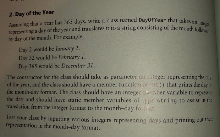 Solved Of Year That Takes An Integer 2 Day Of The Year