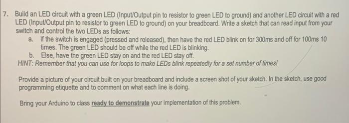 Solved 7. Build an LED circuit with a green LED | Chegg.com