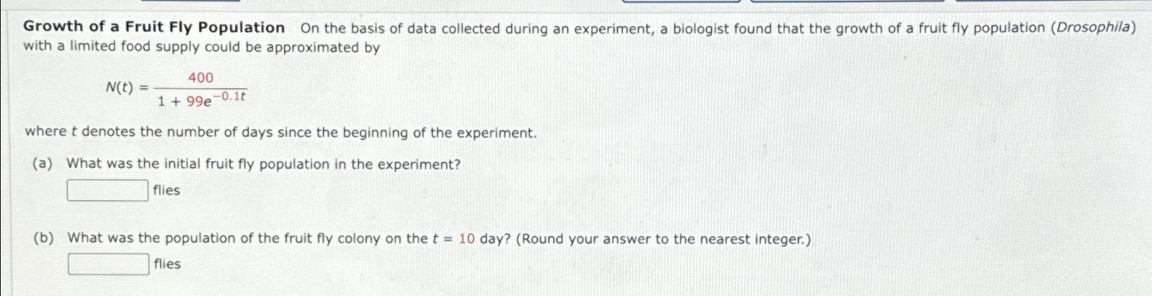 Solved Growth of a Fruit Fly Population On the basis of data | Chegg.com