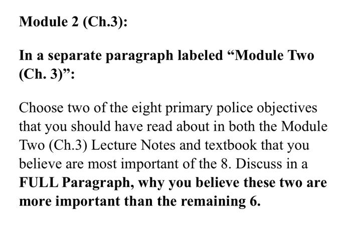 Solved Module 2 (Ch.3): In a separate paragraph labeled | Chegg.com