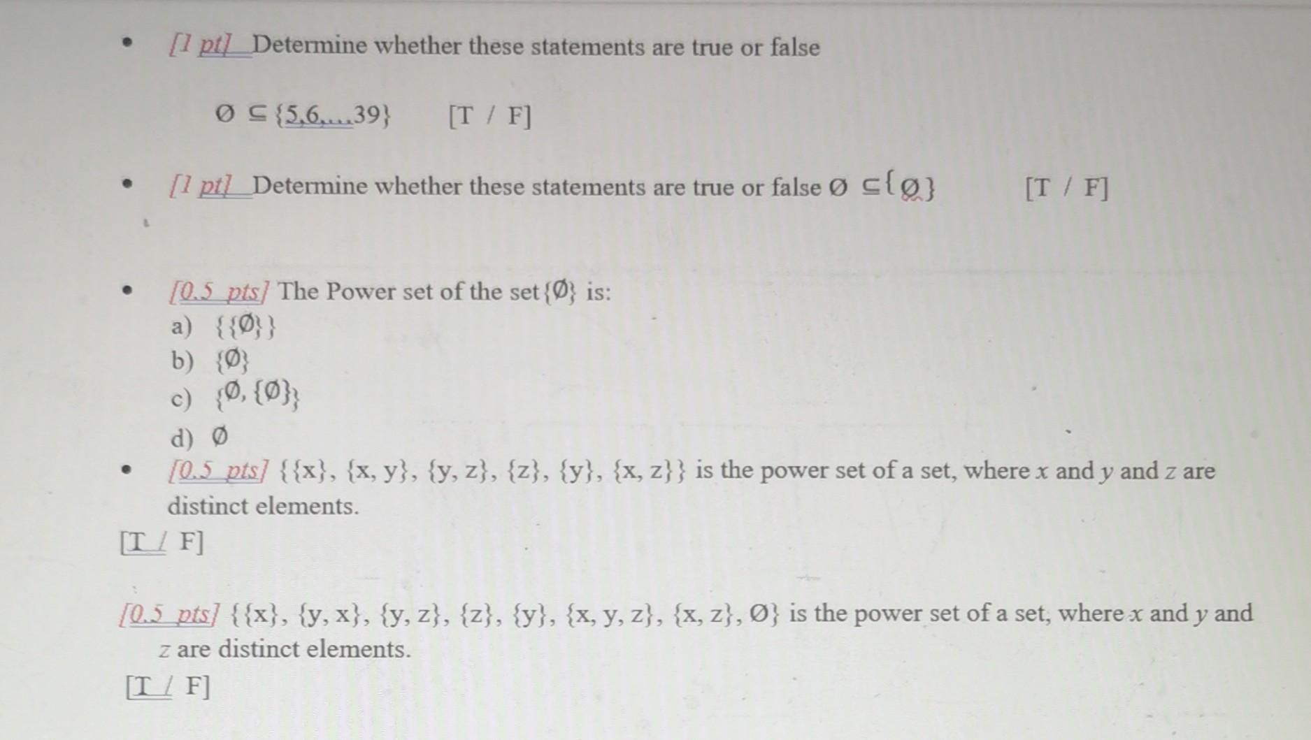 Solved - [1 pt] Determine whether these statements are true | Chegg.com