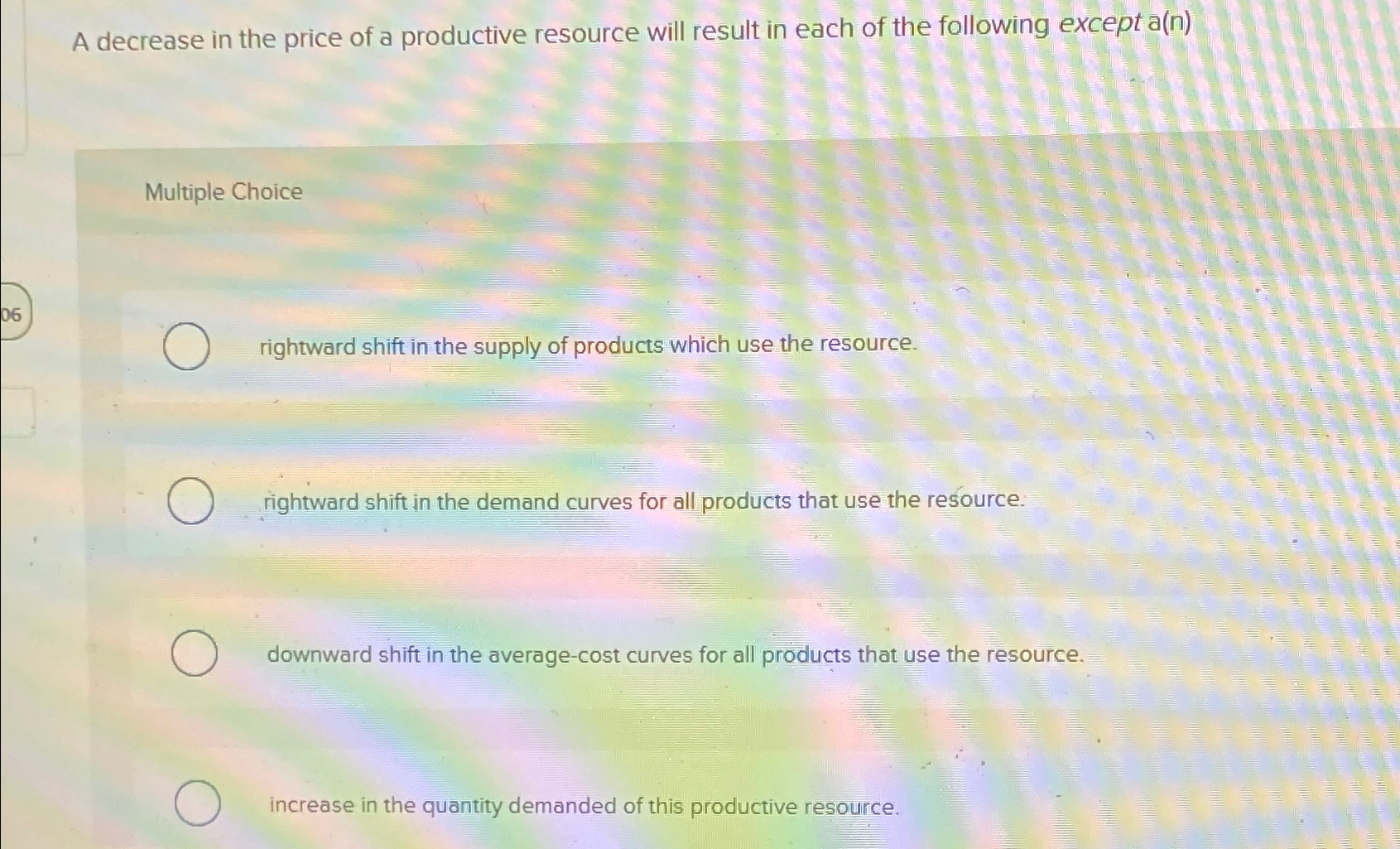 Solved A decrease in the price of a productive resource will | Chegg.com