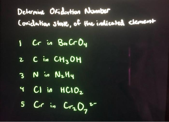 Solved Determine Ofidation Number Coxidation state, of the | Chegg.com
