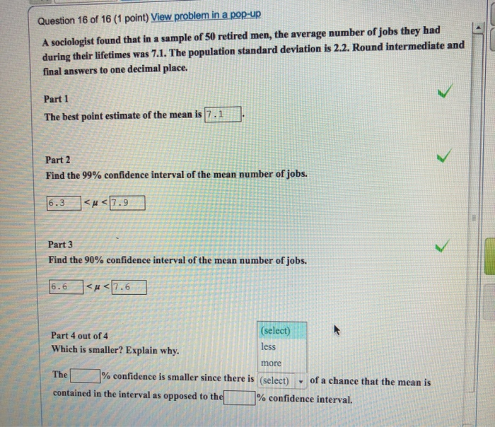 Solved Question 16 of 16 (1 point) View problem in a pop-up | Chegg.com