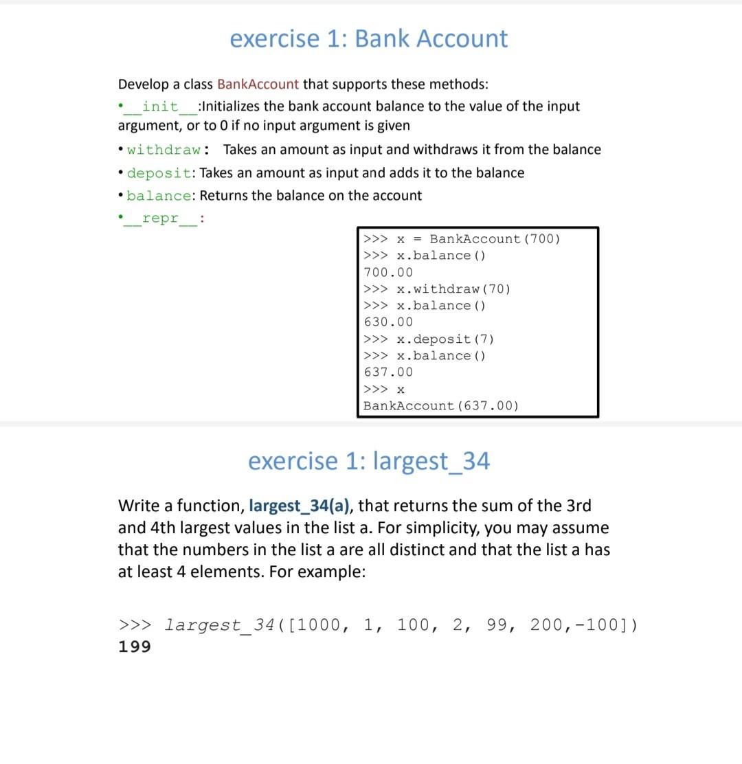 Solved exercise 1: Bank Account Develop a class BankAccount | Chegg.com