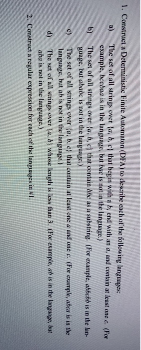 Solved 1 Construct A Deterministic Finite Automaton Dfa