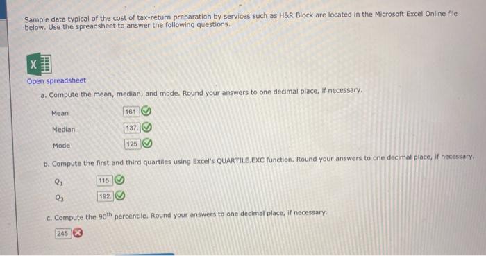 Sample Data Typical Of The Cost Of Tax return Chegg