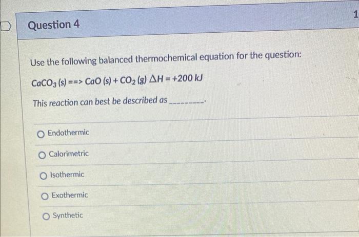 Solved Use the following balanced thermochemical equation | Chegg.com