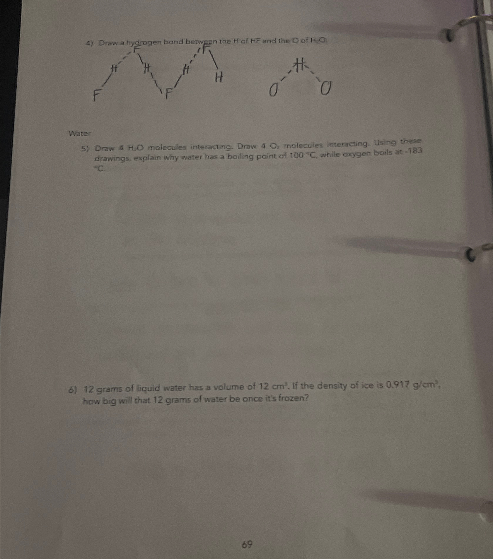 Solved WaterDraw 4HO ﻿molecules interacting. Draw 4O2 | Chegg.com