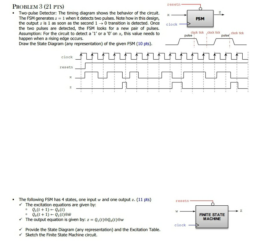 Solved resetn FSM PROBLEM 3 (21 PTS) • Two-pulse Detector: | Chegg.com