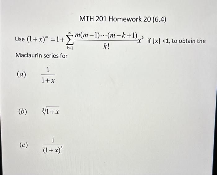 Solved MTH 201 Homework 20 (6.4) Use | Chegg.com