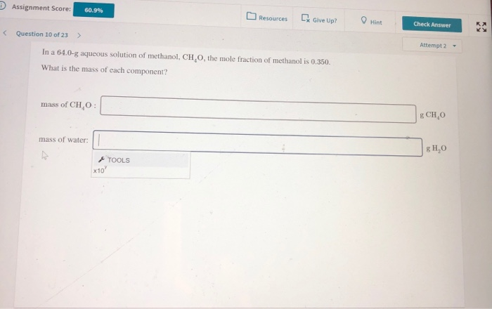 Solved Assignment Score: 60.9% Resources Ex Give Up? Hint | Chegg.com