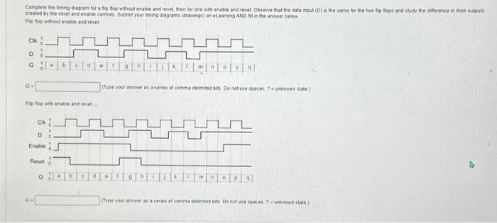 Solved Complete the timing diagram for a flip flop without | Chegg.com