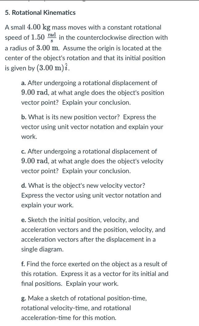 Solved Rotational Kinematics mall 4.00 kg mass moves with a | Chegg.com
