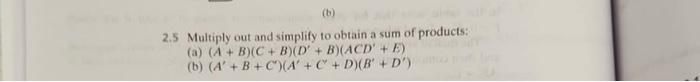 Solved 2.5 Multiply out and simplify to obtain a sum of | Chegg.com