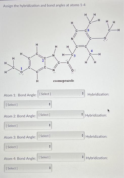 Solved Assign the hybridization and bond angles at atoms 1-4 | Chegg.com