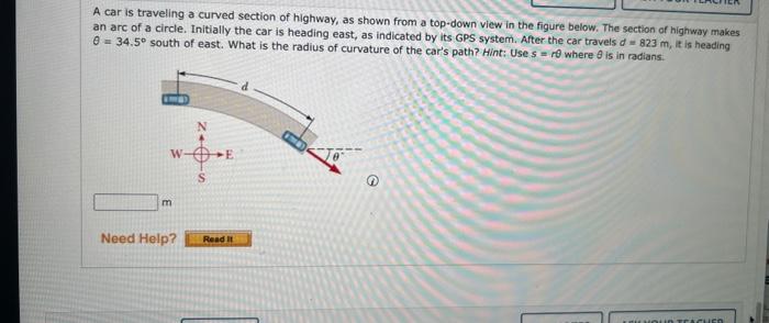 Solved A car is traveling a curved section of highway, as | Chegg.com