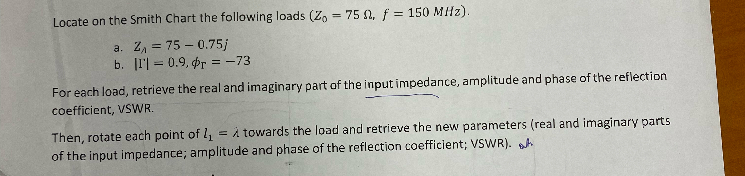 Locate on the Smith Chart the following loads | Chegg.com