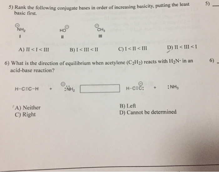 Solved » Rank the following conjugate bases in order of | Chegg.com