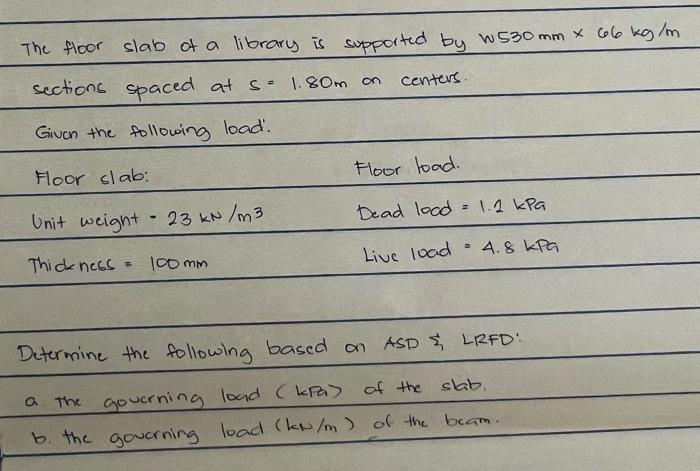 Solved The floor slab of a library is supported by w530 | Chegg.com
