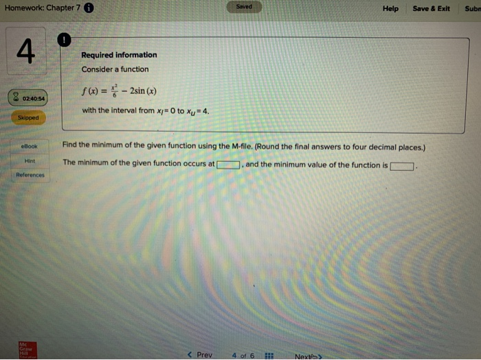 Solved Homework: Chapter 7 Saved Help Save & Exit Subr ! 4 | Chegg.com Solved Homework: Chapter 7 Saved Help Save & Exit Subr ! 4 | Chegg.com