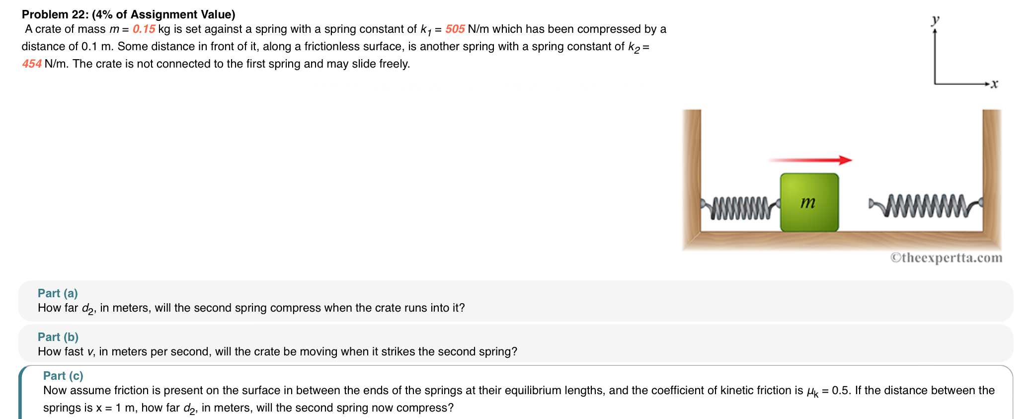 Solved Problem 22: (4% ﻿of Assignment Value)A crate of mass | Chegg.com