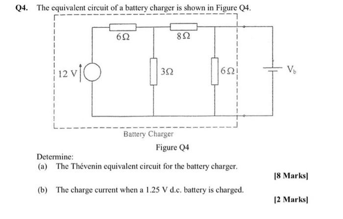 Solved 24. The equivalent circuit of a battery charger is | Chegg.com