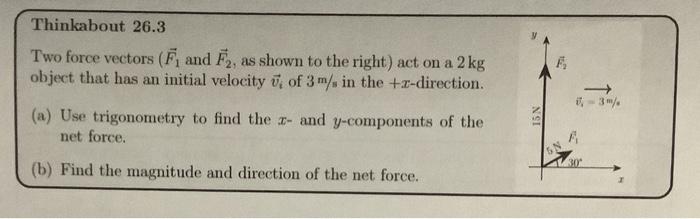 Solved Thinkabout 26.3 Two force vectors ( F1 and F2, as | Chegg.com