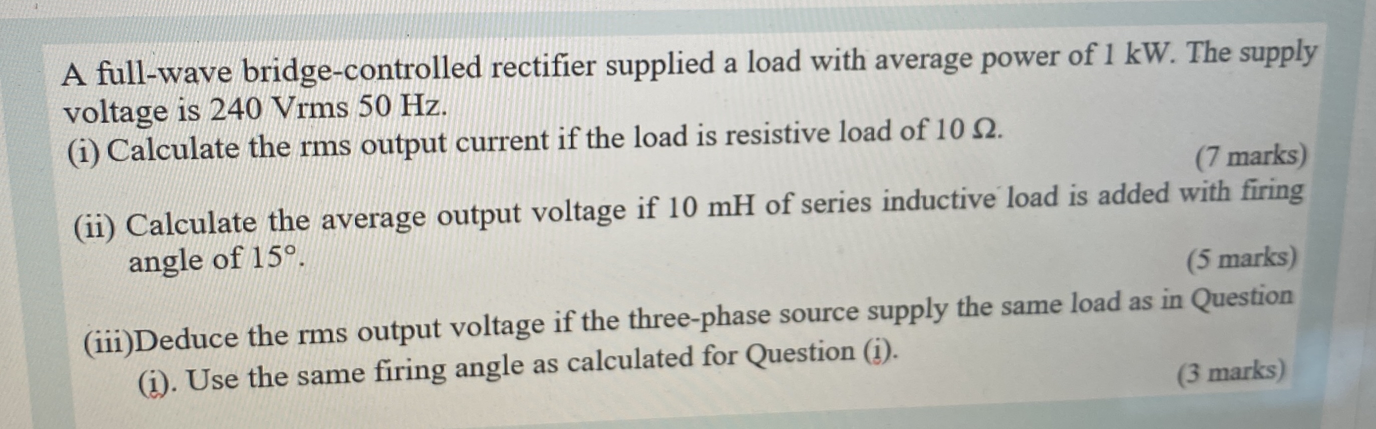 Solved A full-wave bridge-controlled rectifier supplied a | Chegg.com