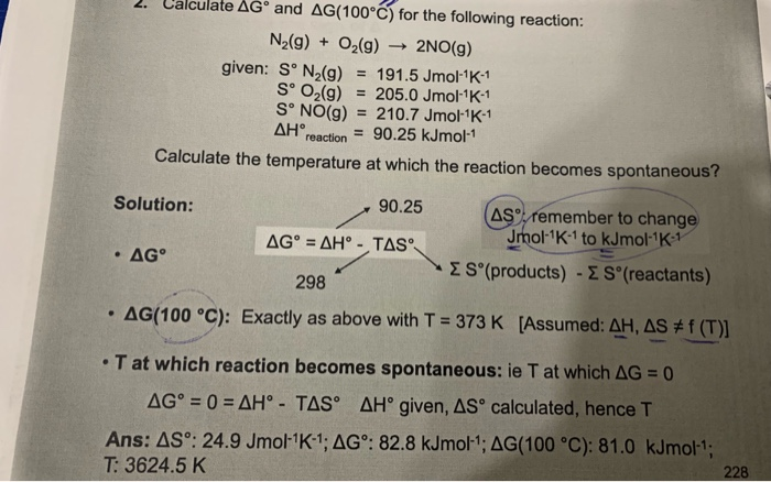 Solved Calculate AG and AG(100°C) for the following | Chegg.com