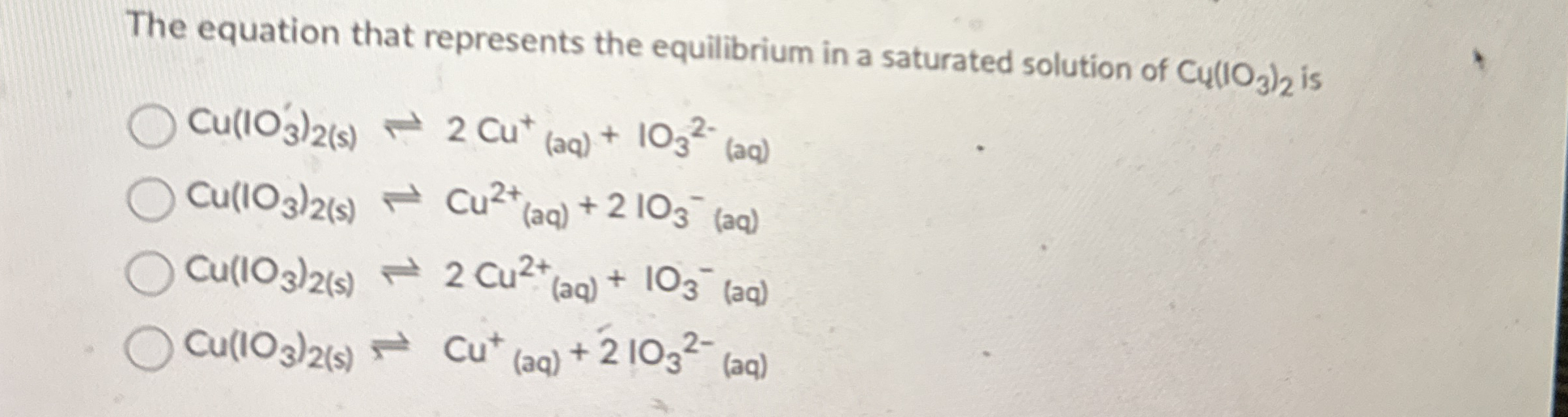 Solved The equation that represents the equilibrium in a | Chegg.com