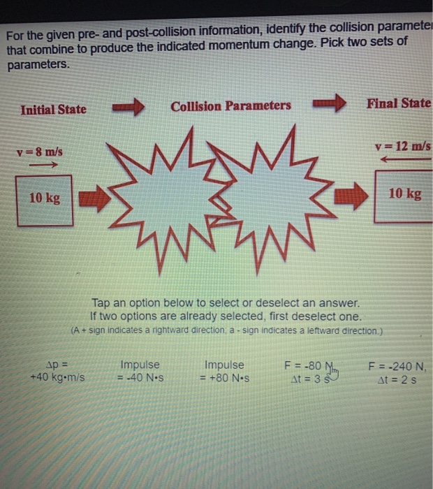 Solved For the given pre- and post-collision information, | Chegg.com
